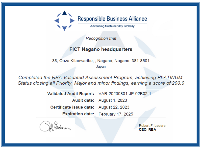 For Sustainability ｜ FICT LIMITED